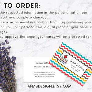 Substitute Teacher Business Cards, Chevron Stripes Open House Contact ...