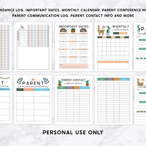 Huge Printable Teacher Planner, Boho Llama Theme Binder Planner, Back ...