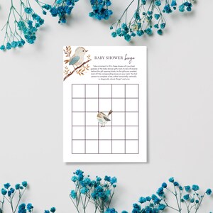 Baby Bingo Game, Editable Woodland Birds Game Template, Gender Neutral ...