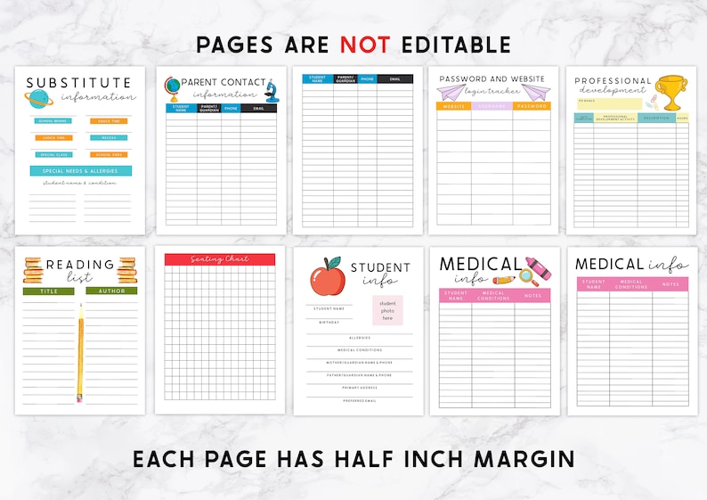 Printable Teacher Planner School Theme Ultimate Teacher - Etsy