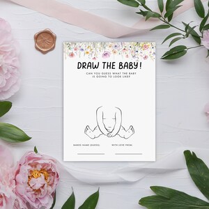 Printable Baby Shower Game, Draw the Baby Activity, Gender Neutral ...