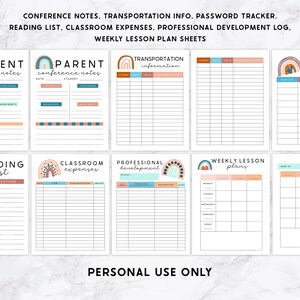 Big Teacher Planner, Boho Theme Binder Planner, Rainbow Classroom ...