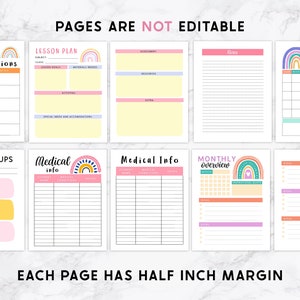 Printable Teacher Planner Rainbow Theme, Ultimate Teacher Binder, Back ...