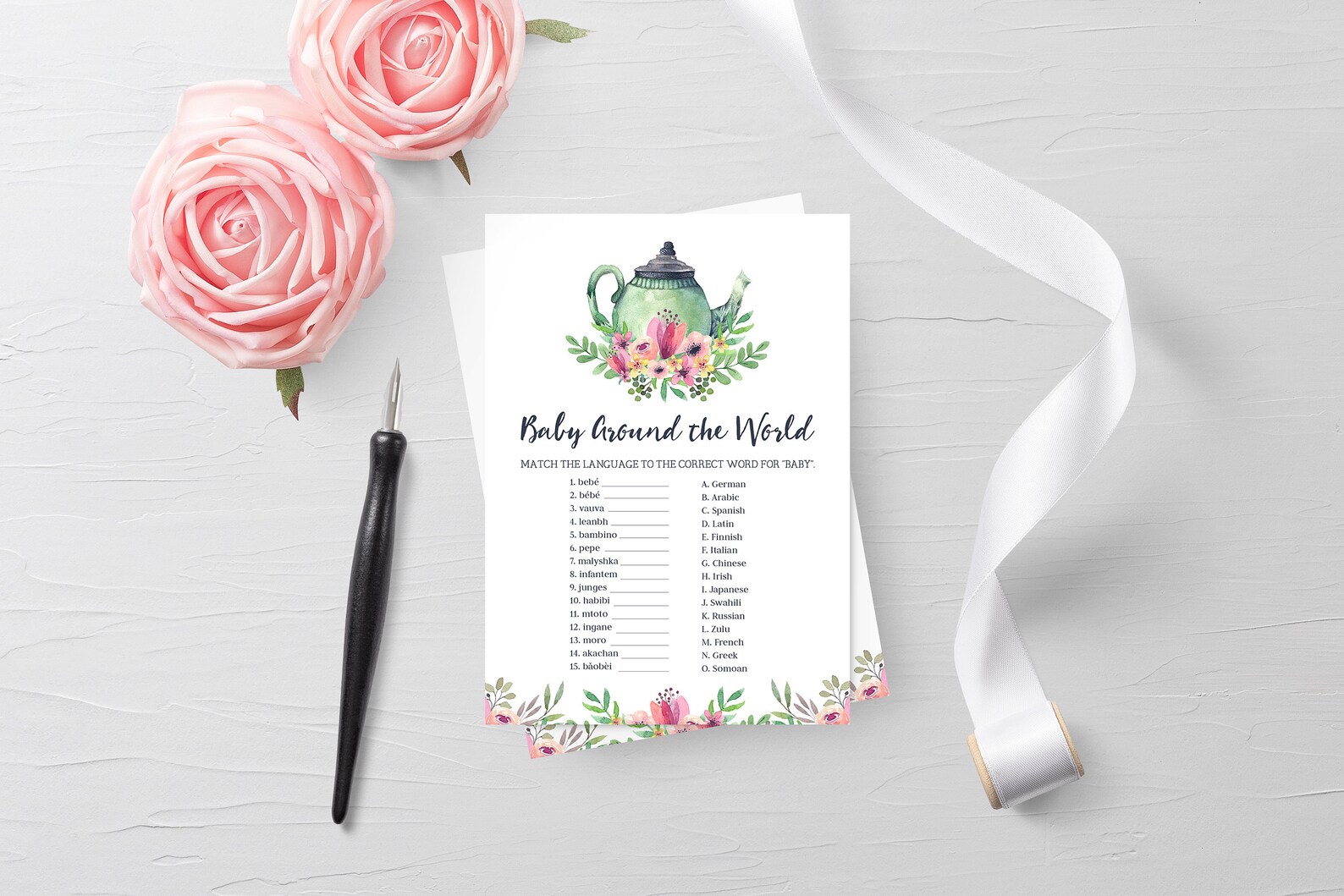 Printable Baby Around the World Shower Game Baby Shower Tea | Etsy