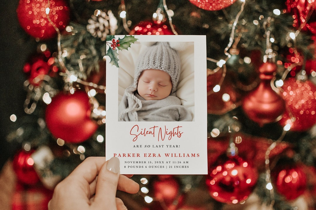 Christmas Birth Announcement Card New Baby Holiday Card - Etsy