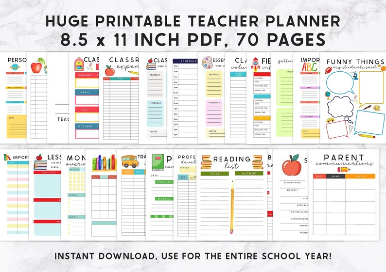 Printable Teacher Planner School Theme Ultimate Teacher - Etsy