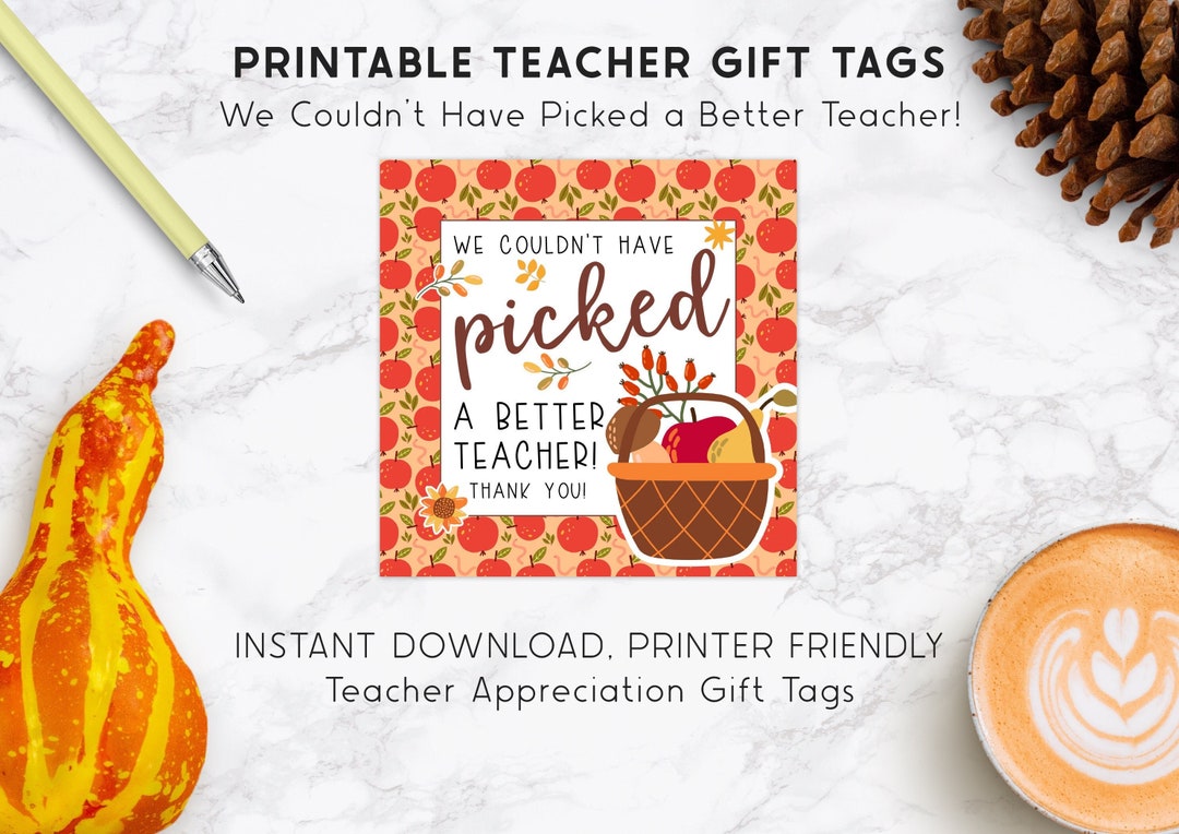 Printable Teacher Gift Tags, Autumn Teacher Gift, Teacher Thank You ...