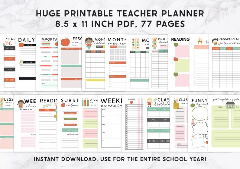 Printable Teacher Planner School Theme Ultimate Teacher - Etsy