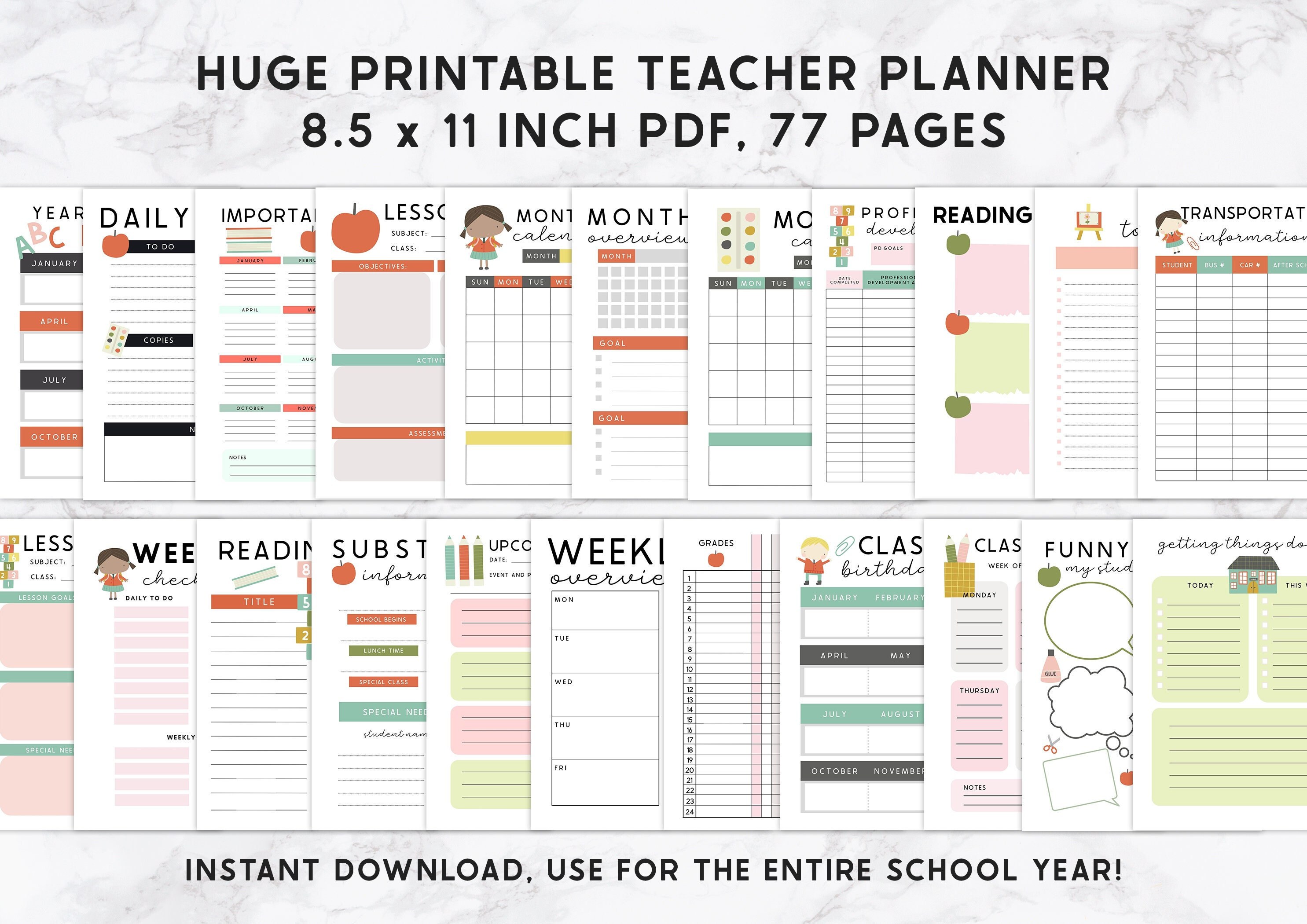 Printable Teacher Planner School Theme Ultimate Teacher - Etsy Canada