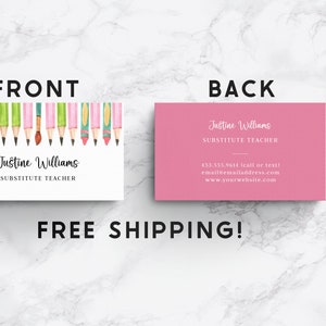 Substitute Teacher Business Cards, Open House Contact Cards, Back to ...