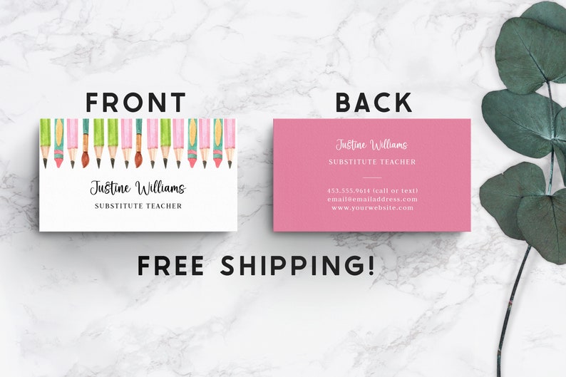 Substitute Teacher Business Cards Open House Contact Cards - Etsy