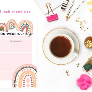 Printable Substitute Teacher While You Were Away Note, Boho Rainbow ...