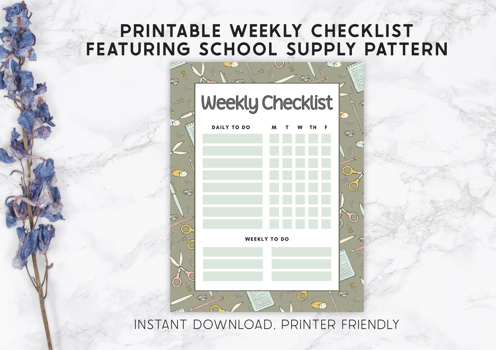 Printable Weekly Checklist for Teachers Mom Weekly Planner | Etsy