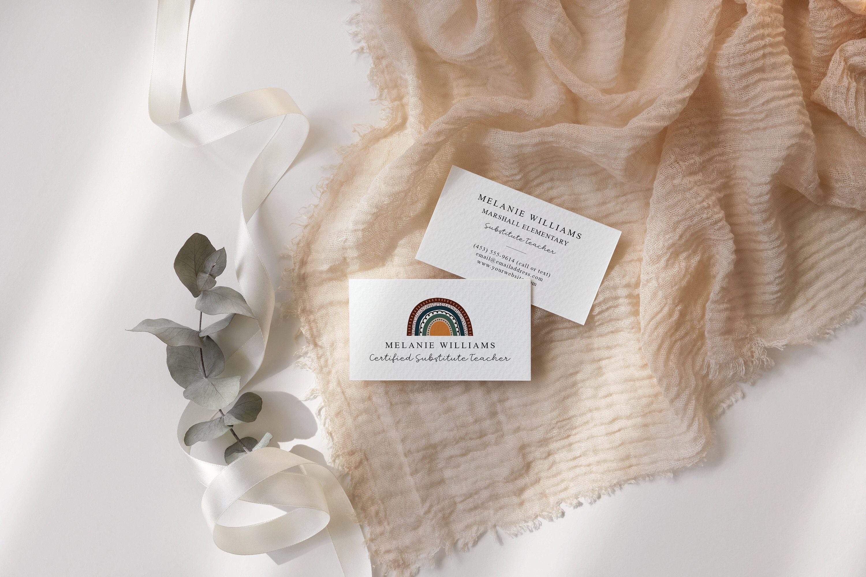 Substitute Teacher Business Cards, Back to School Teacher Contact Cards ...