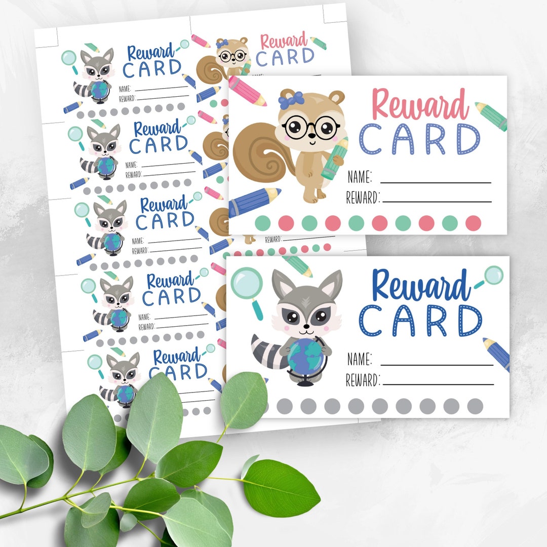 Printable Classroom Reward Punch Cards, Set of 2 Woodland Animals ...