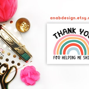 Printable Rainbow Teacher Appreciation Card Thank You for - Etsy