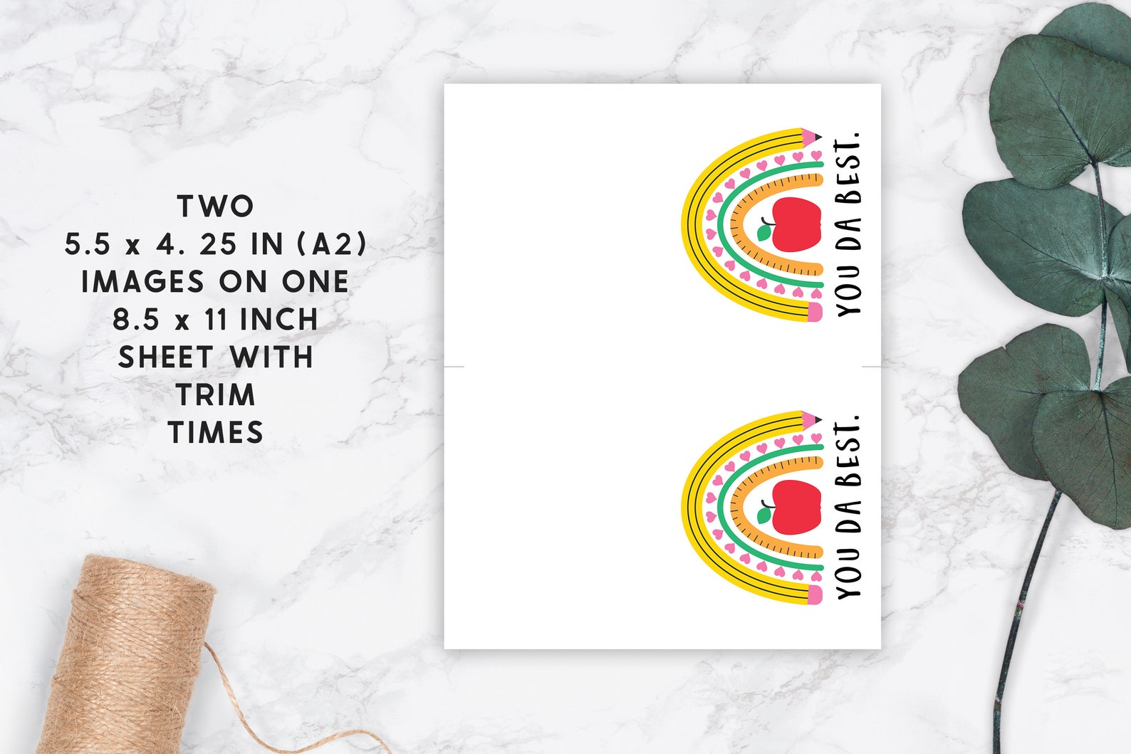 Printable Teacher Appreciation Card You Da Best Teacher Card | Etsy