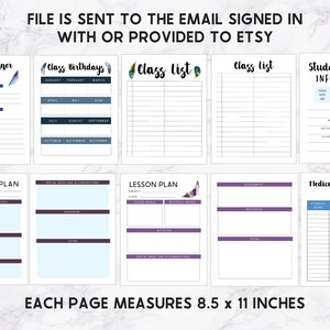 Printable Teacher Planner, Boho Feather Ultimate Teacher Binder, Back ...