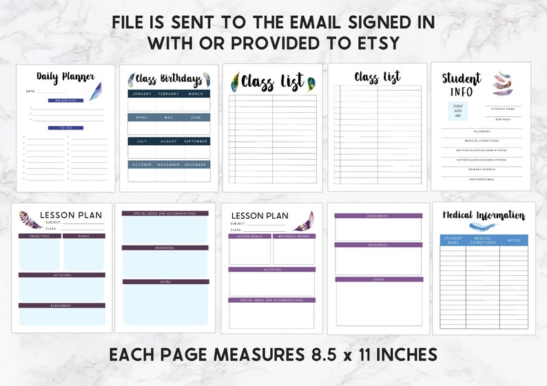 Printable Teacher Planner Boho Feather Ultimate Teacher - Etsy