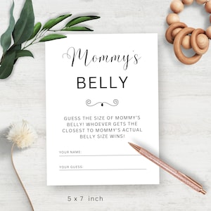 Guess How Big Mommy's Belly Game, Minimalist Baby Shower Activity ...
