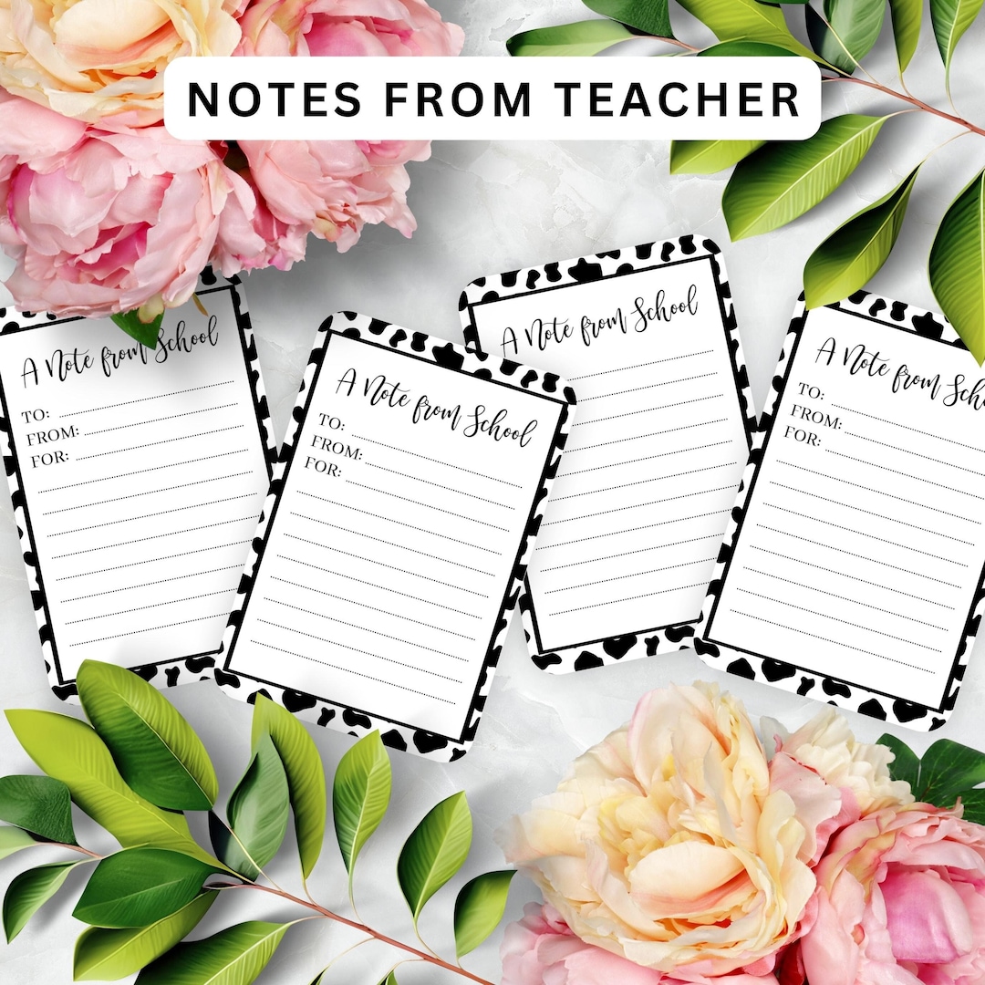 Printable Notes From Teacher, Cow Print Reward Cards, Farm Theme ...