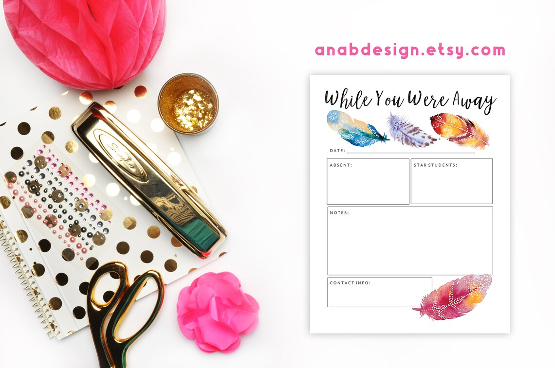 Printable Substitute Teacher Note While You Were Away - Etsy