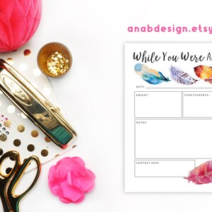 Printable Substitute Teacher Note While You Were Away - Etsy