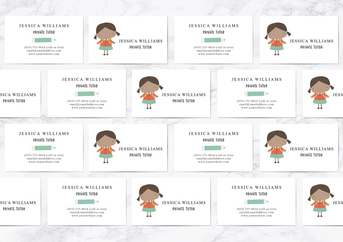 Private Tutor Business Cards Substitute Teachers Teacher - Etsy