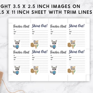 Printable Classroom Notes From Teacher, Animal Teacher Mail, Woodland ...