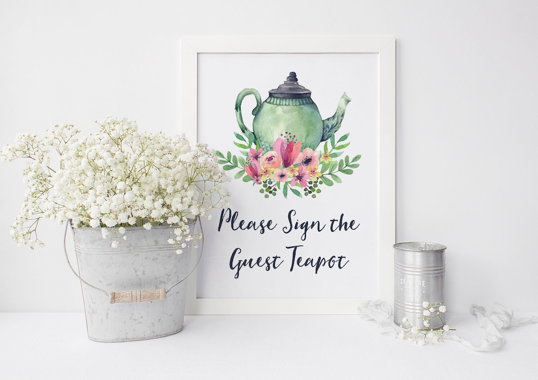 Please Sign the Guest Teapot, Bridal Shower Tea, Baby Shower Tea ...