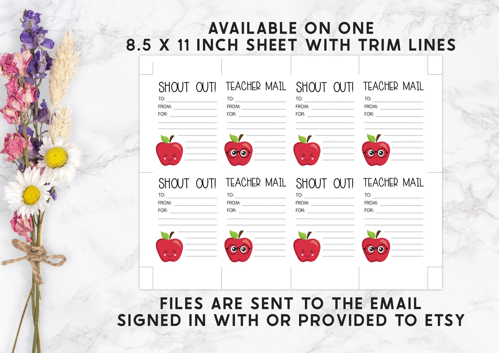Printable Notes From Teacher Cute Apple Reward Cards Apple - Etsy
