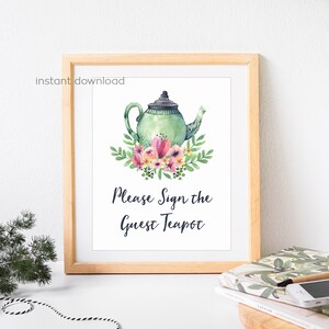 Please Sign the Guest Teapot Bridal Shower Tea Baby Shower - Etsy