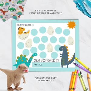 Printable Dinosaur Reward Chart for Boys or Girls: Toddler Potty ...