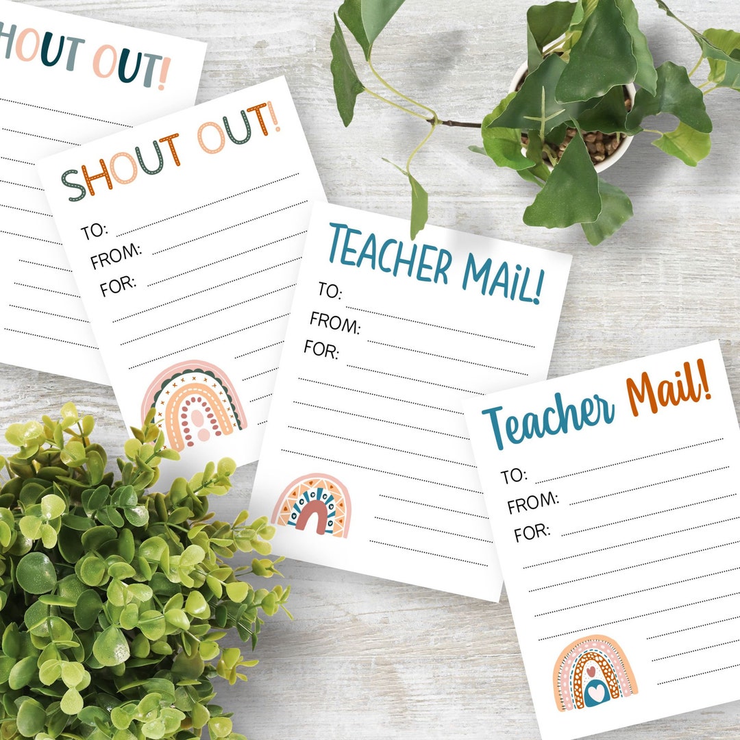 Printable Notes From Teacher Cards, Boho Rainbow Reward Cards, Rainbow ...