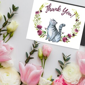 Editable Thank You Card Template, Cat Theme Getting Meowied ...