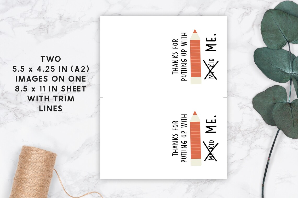 Funny Printable Teacher Appreciation Card Thanks for Putting | Etsy