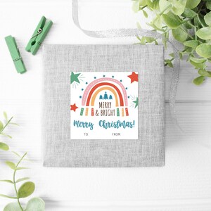 Editable Christmas Gift Tag Printable Holiday Rainbow Favor - Etsy