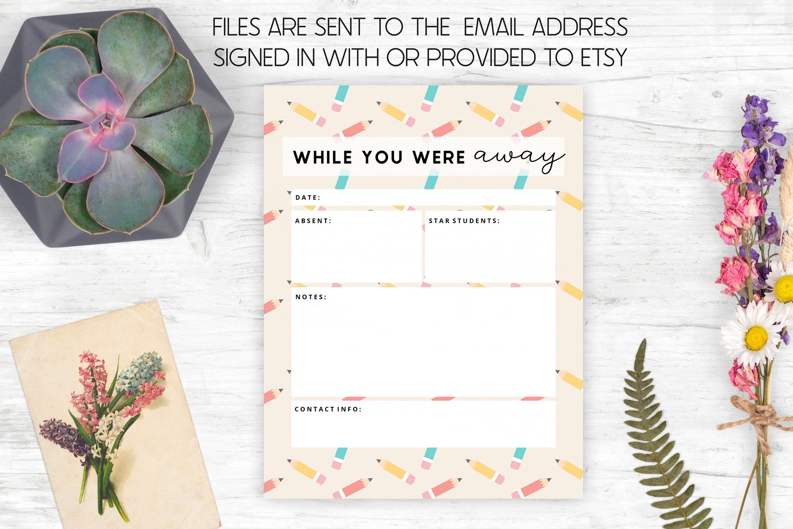 Printable Substitute Teacher Note While You Were Away Note - Etsy