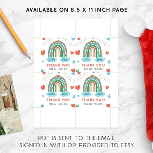 Printable Teacher Gift Tags, Christmas Teacher Gift, Rainbow Gift Tags ...