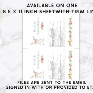 Nursery Rhymes Game Quiz, Baby Shower Game, Printable Bunny Baby Shower ...