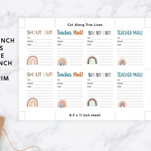 Printable Notes From Teacher Cards, Boho Rainbow Reward Cards, Rainbow ...