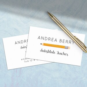 Substitute Teacher Business Cards, Open House Contact Cards, Back to ...