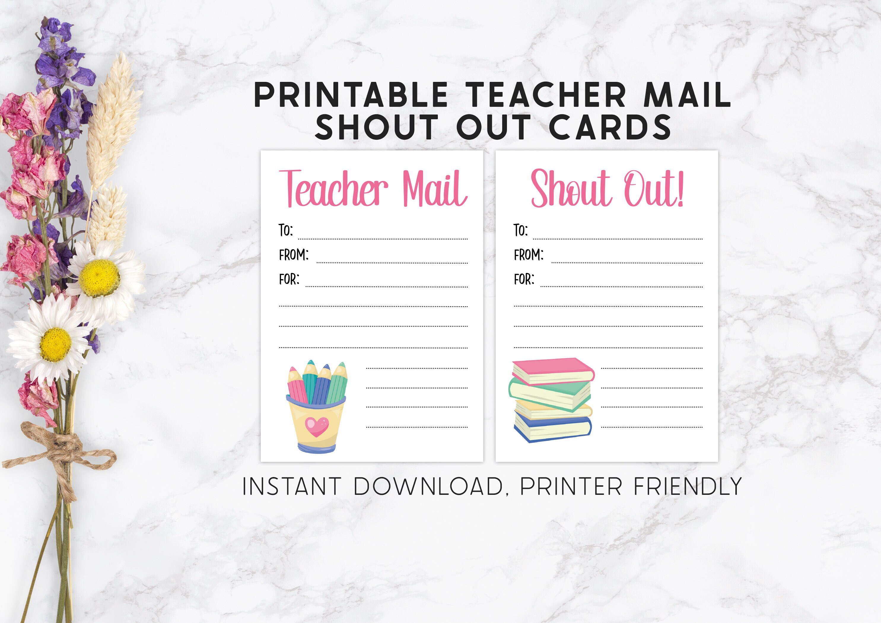Printable Notes From Teacher Cards, School Supply Reward Cards, Teacher ...
