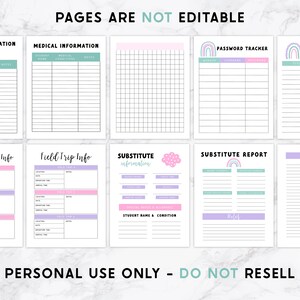 Printable Teacher Planner, Pastel Rainbow Teacher Binder, Big Teacher ...