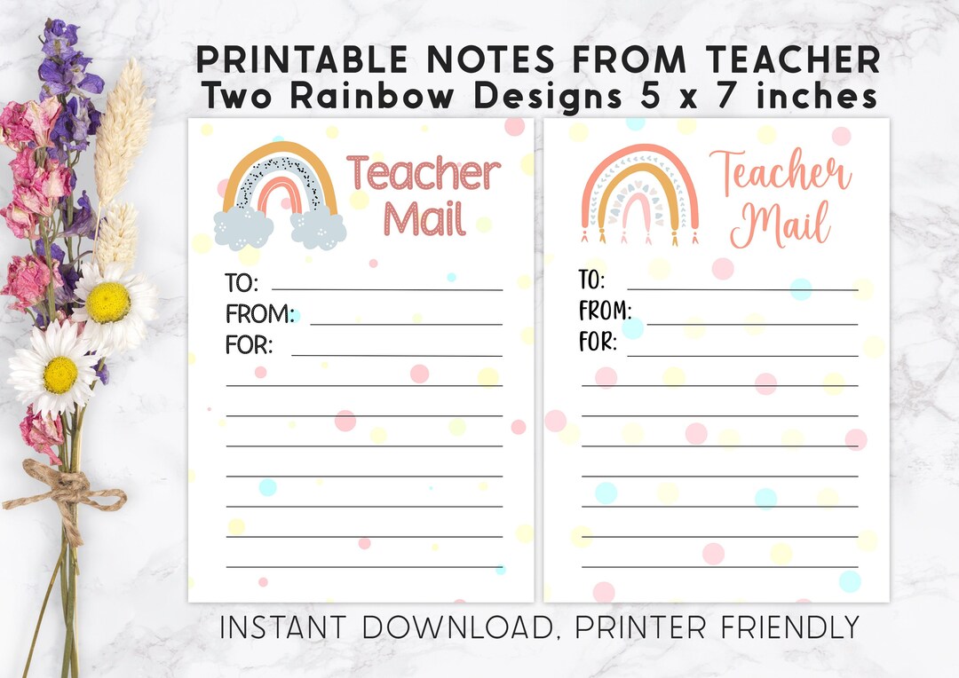 Printable Notes From Teachers Rainbow Reward Cards Rainbow - Etsy