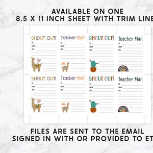 Printable Notes From Teacher Cards, Boho Llama Reward Cards, Rainbow ...