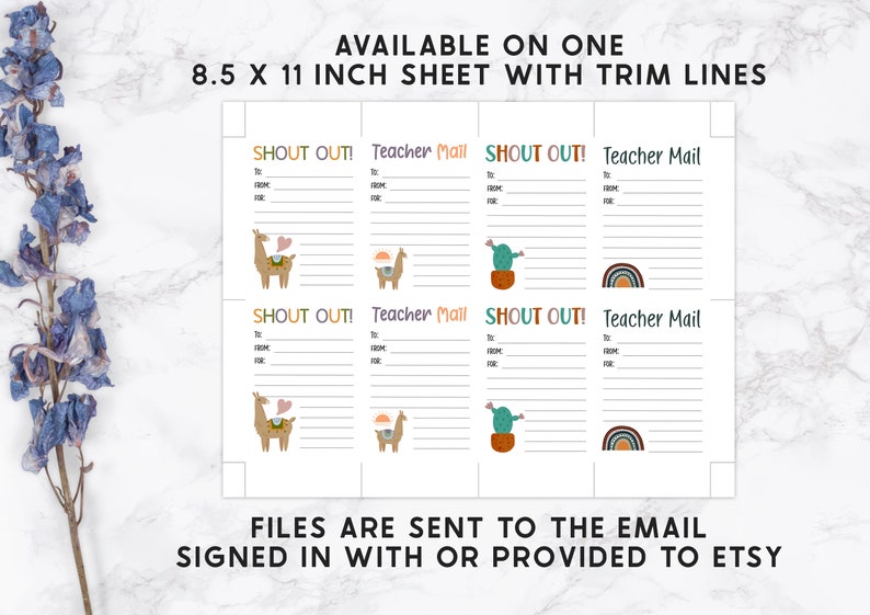 Printable Notes From Teacher Cards Boho Llama Reward Cards - Etsy