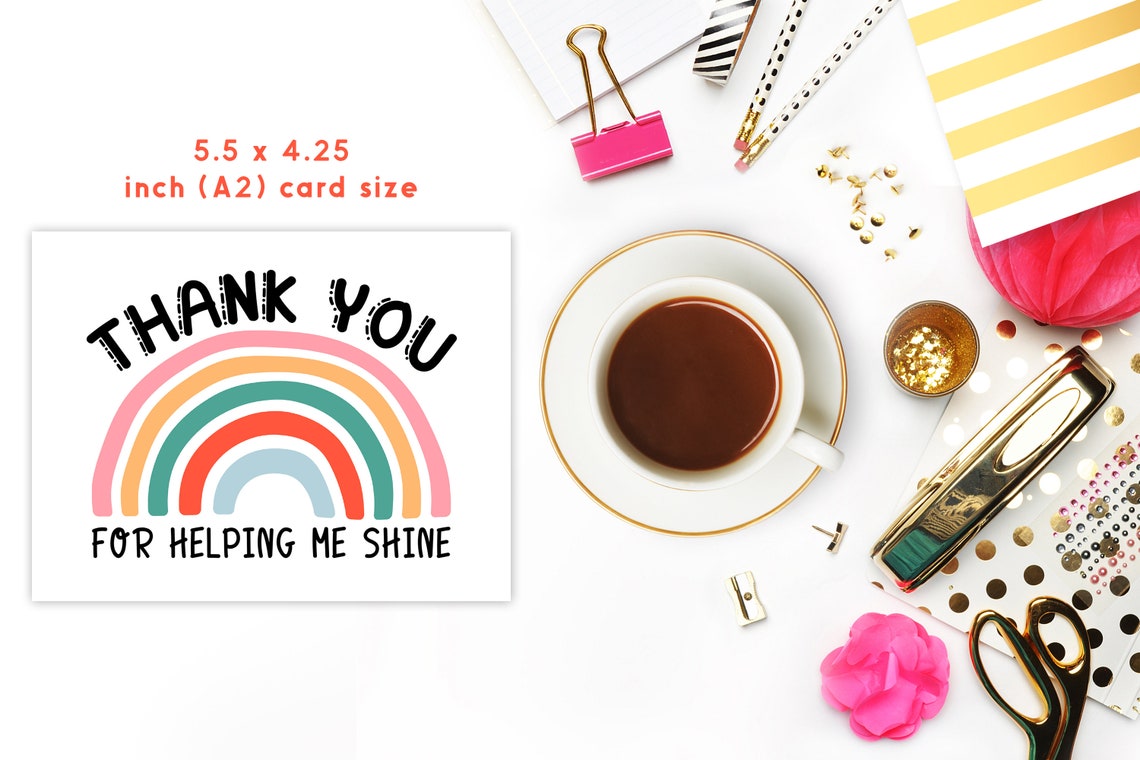 Printable Rainbow Teacher Appreciation Card Thank You for | Etsy