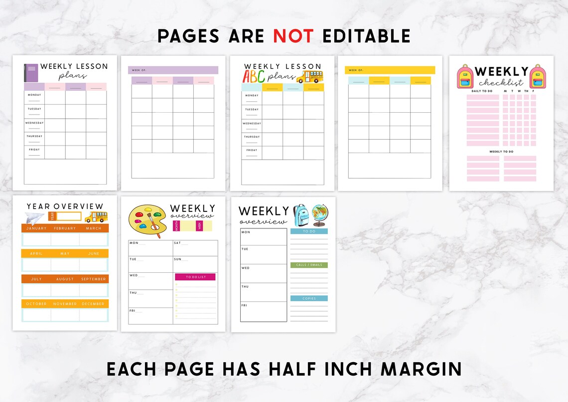 Printable Teacher Planner School Theme Ultimate Teacher - Etsy