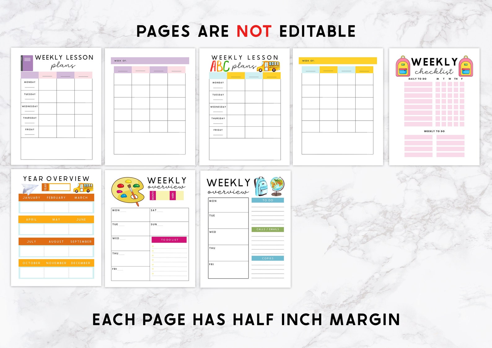 Printable Teacher Planner School Theme Ultimate Teacher - Etsy